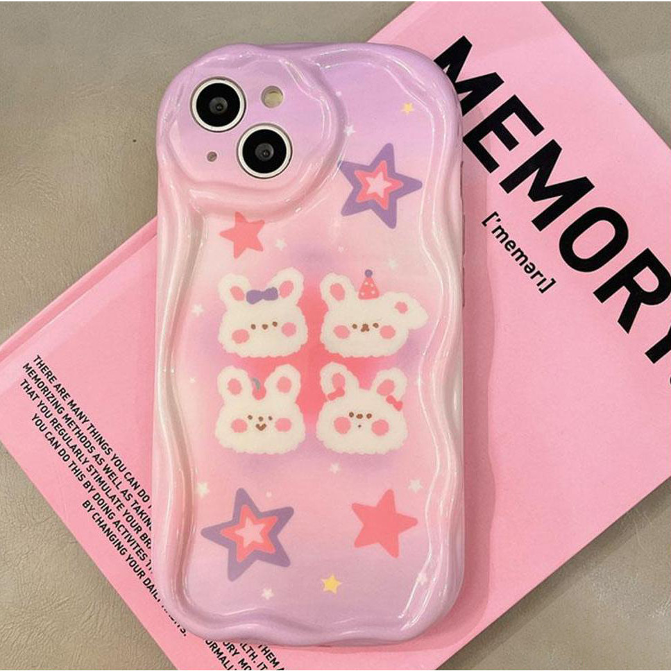 เคสไอโฟนขอบคลื่นนูน Star Rabbit 6s 6splus 7 7plus 8 8plus x 11 12 13 14 ...