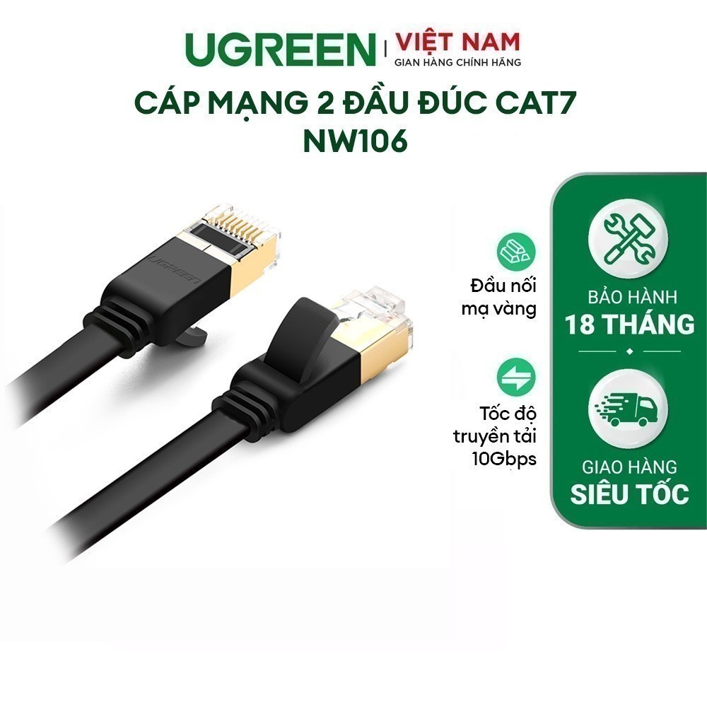 Ugreen NW106 flat Cat7 UTP Patch Cords สายเคเบิลเครือข่ายหล่อ 2 หัว ...
