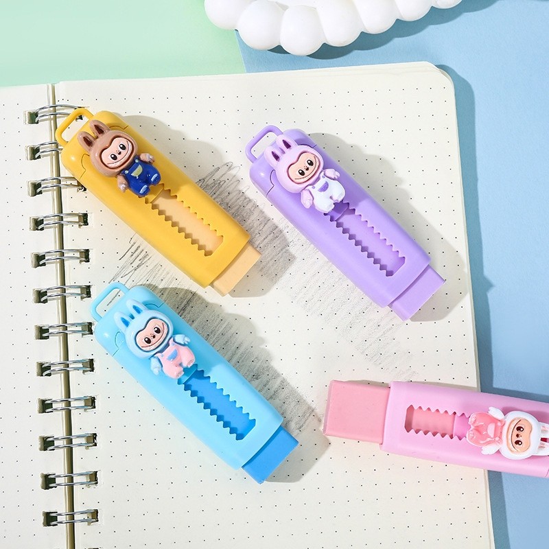 candypop Student Cartoon Push Type Eraser Cute Labubu Eraser 4B Drawing ...