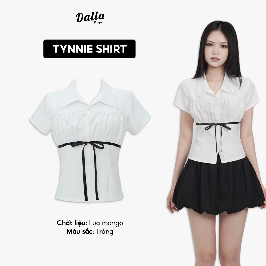 เสื้อเชิ้ตแขนสั้น DALLA ผูกโบว์ (SM21) Tynnie Shirt | Shopee Thailand