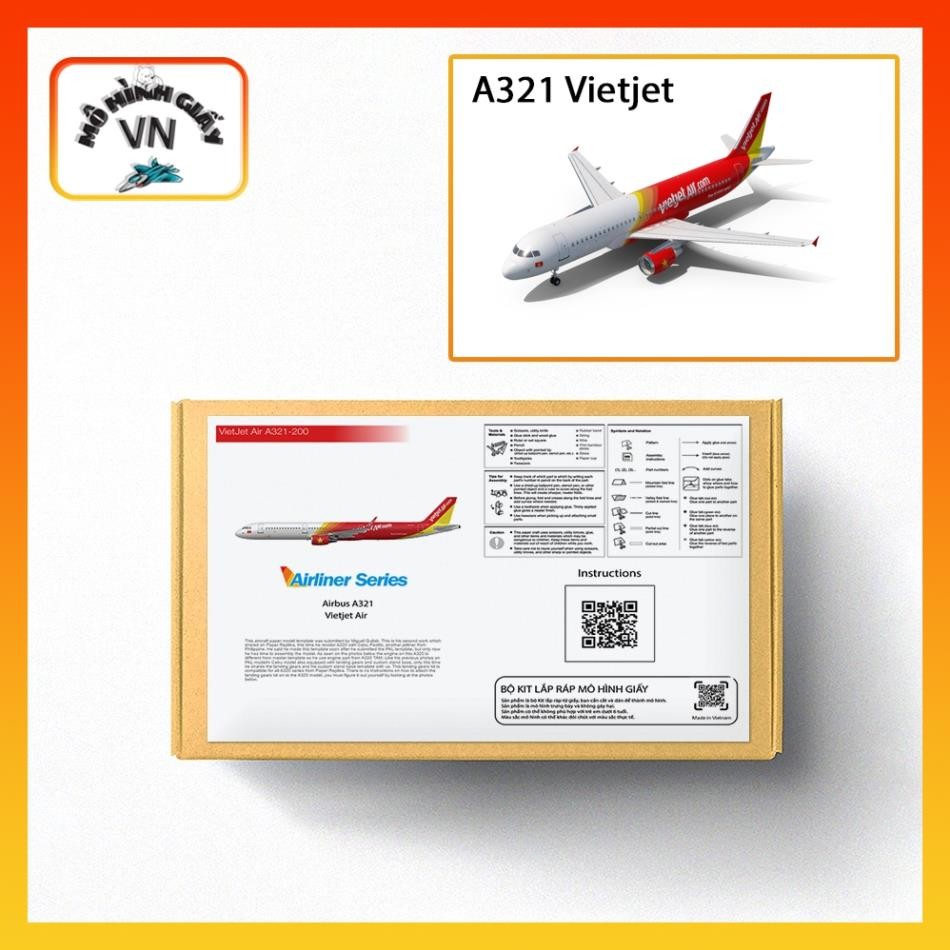 โมเดลกระดาษประกอบเครื่องบิน Airbus A321 VietjetAir | Shopee Thailand