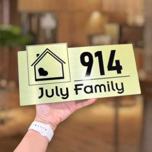 HOUSE NUMBER PLATE ทองอัลคอร์ส ทองขูดพร้อมเนื้อหาพิมพ์ UV BSN-PMV191.14 ...