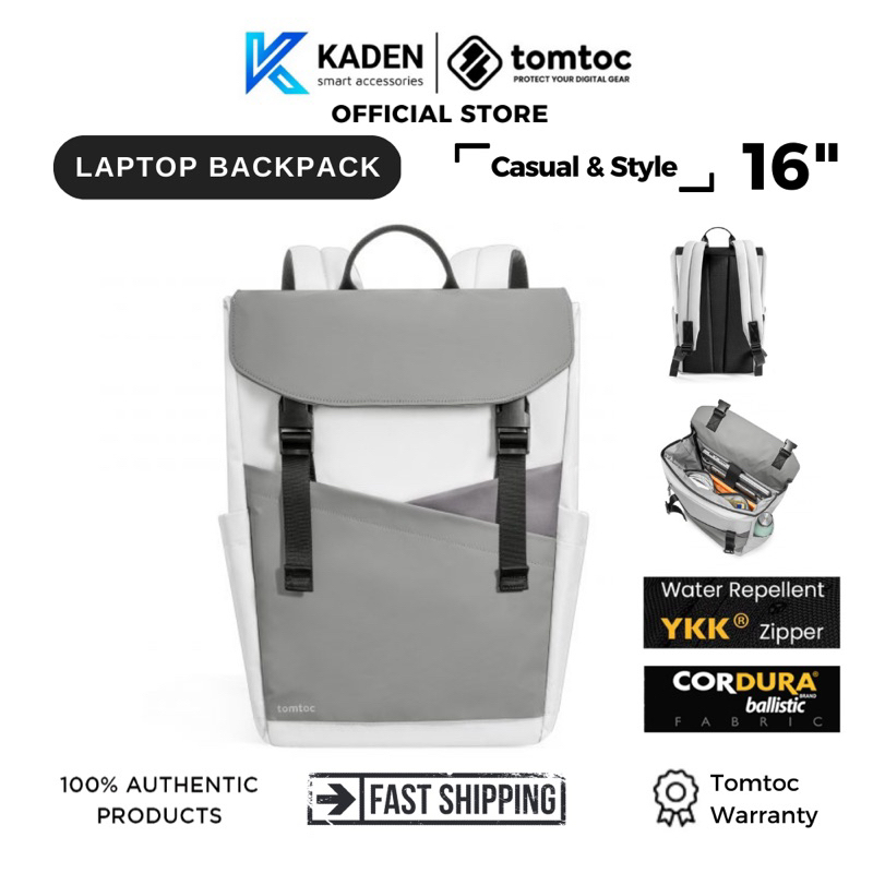 Tomtoc Slash Flip Backpack กระเป๋าเป้แล็ปท็อป 18L 16 นิ้ว-เทา-แท้ ...