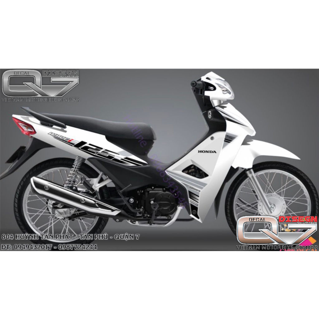 WAVE A 110 - 125 WHITE BLACK แสตมป์ถอดได้ - decalq7 | Shopee Thailand