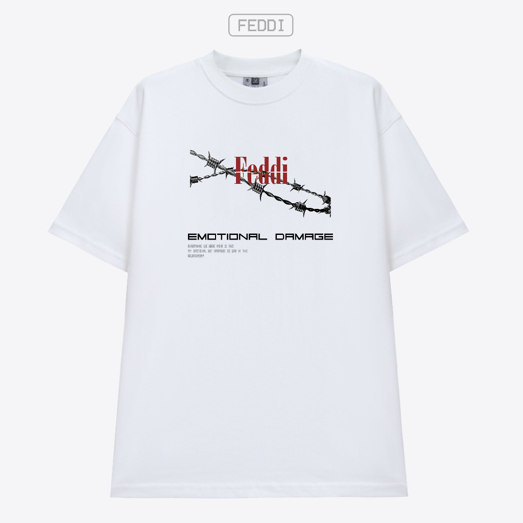 Feddi EMOTIONAL DMAGE เสื้อยืดคอกลมผู้ชาย Loose Form 100% Cool Cotton ...
