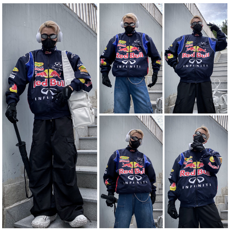 RedBull Biker Jacket ผ้าหนา 2 ชั้นพร้อมโลโก้พิมพ์ลาย Sharp Format ขนาด ...