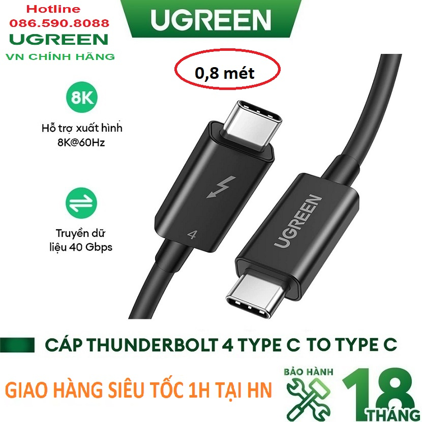 Usb Type-C Thunderbolt 4 0.8M สายยาว 60Hz Ugreen 30389 - สินค ้ าของแท ...