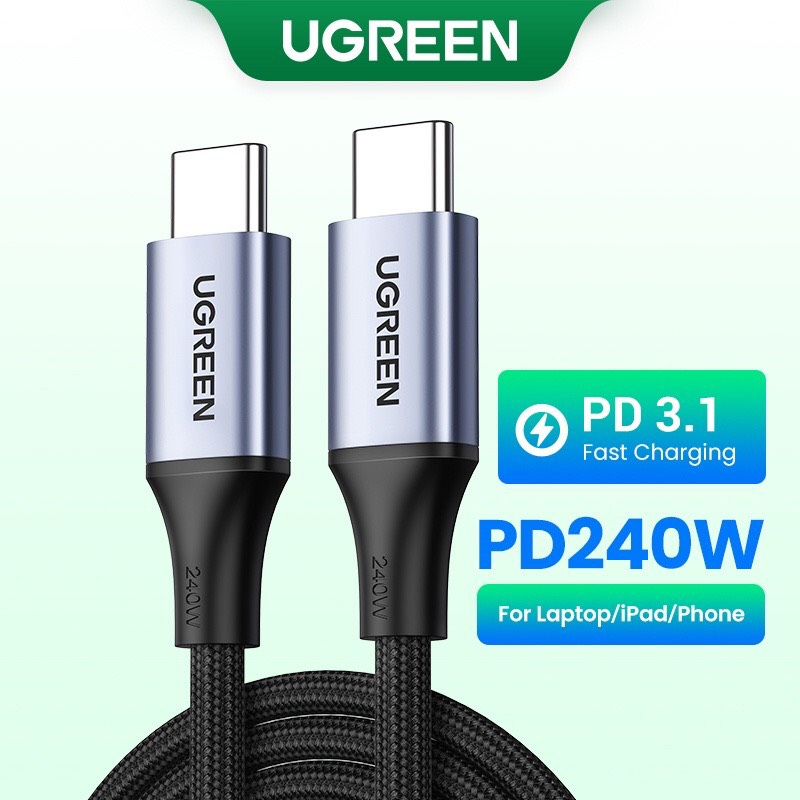 Ugreen PD3.1 240W 5A / 48V USB C ถึง USB C 480Mbps PD อลูมิเนียมไนลอนถักสําหรับ Macbook Pro ...