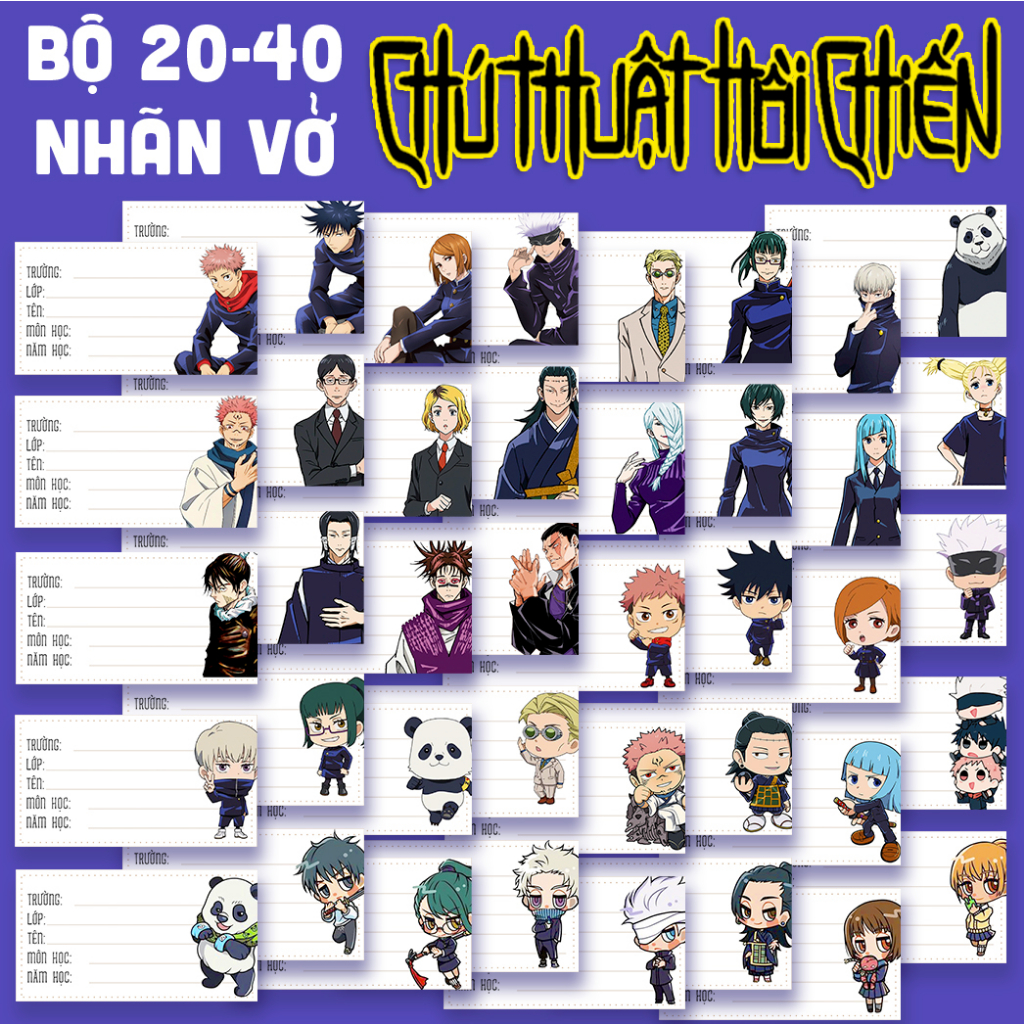 Set 20-40 JJK Notebook Labels Jutsu KAISEN - The Label Of ANIME MANGA ...