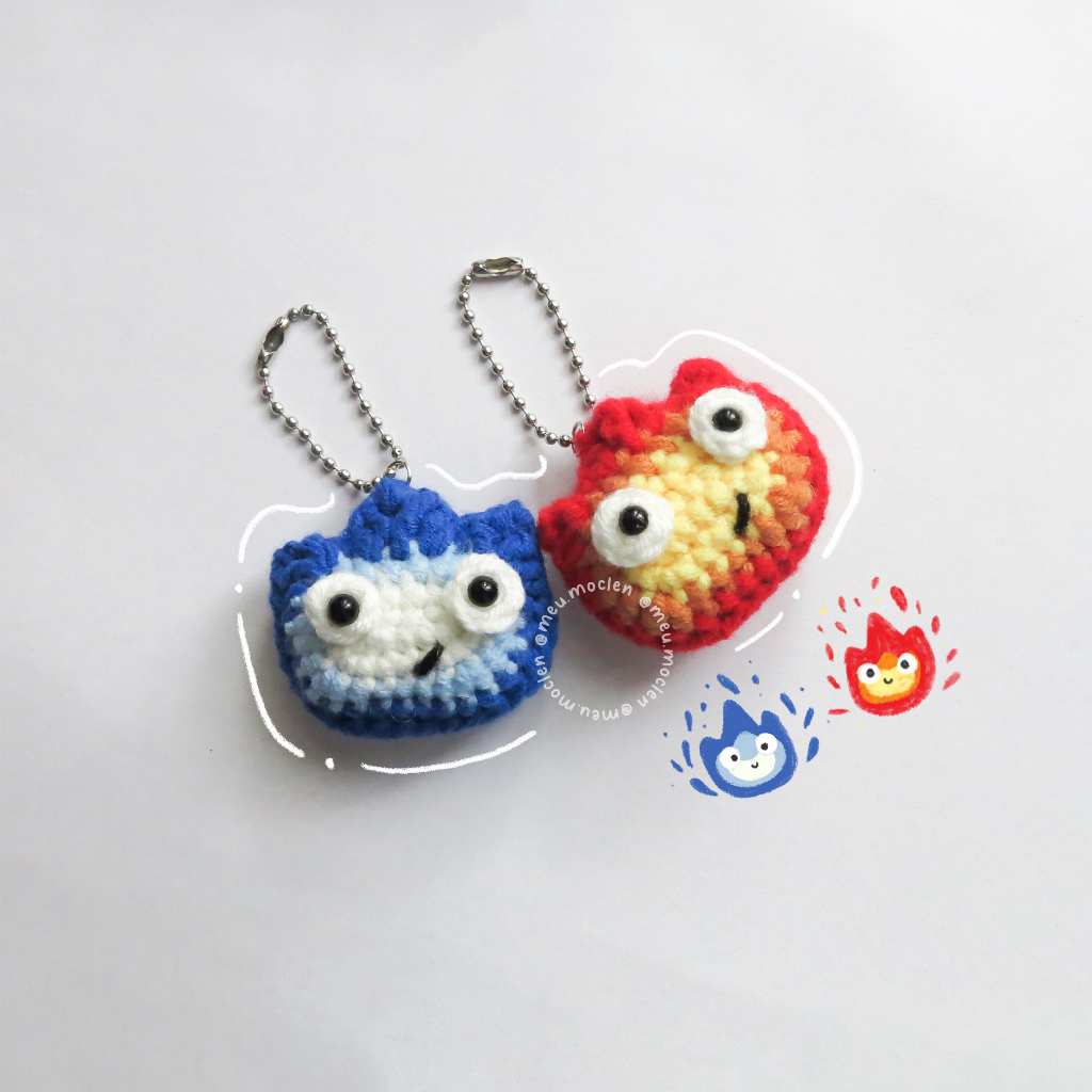 Howl Castle Calcifer Recordbli Fire Key Chain - พวงกุญแจขนสัตว์แฮนด์เมด ...