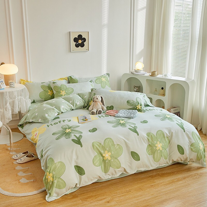 Etami cotton poly Blue Flower Happpy ชุดเครื ่ องนอนฟรีผ ้ าปูที ่ นอน ...