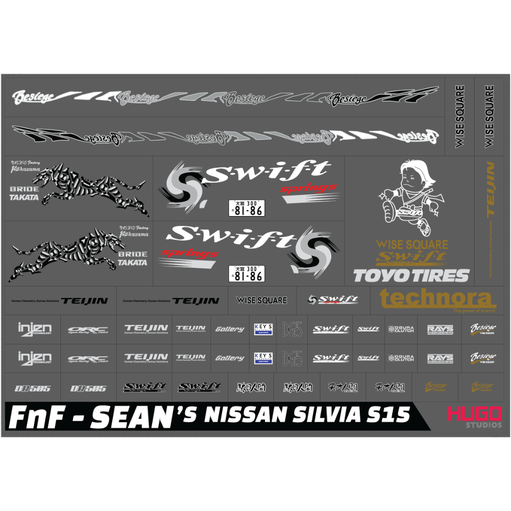 Hugo Studios Fast And Furious Sean water slide Decal - Nissan Silvia ...