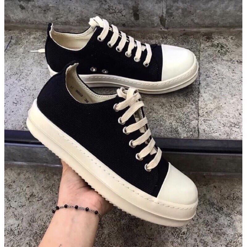 Rick Owen Low-cut Vanilla Sole รองเท้าผ้าใบคุณภาพสูงขนาดเต็มสําหรับ ...