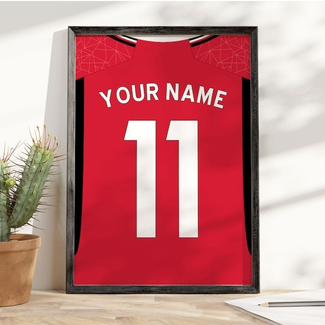 Custom ️ Manchester United - MU Team Home Jersey โปสเตอร์ชื่อและตัวเลข ...