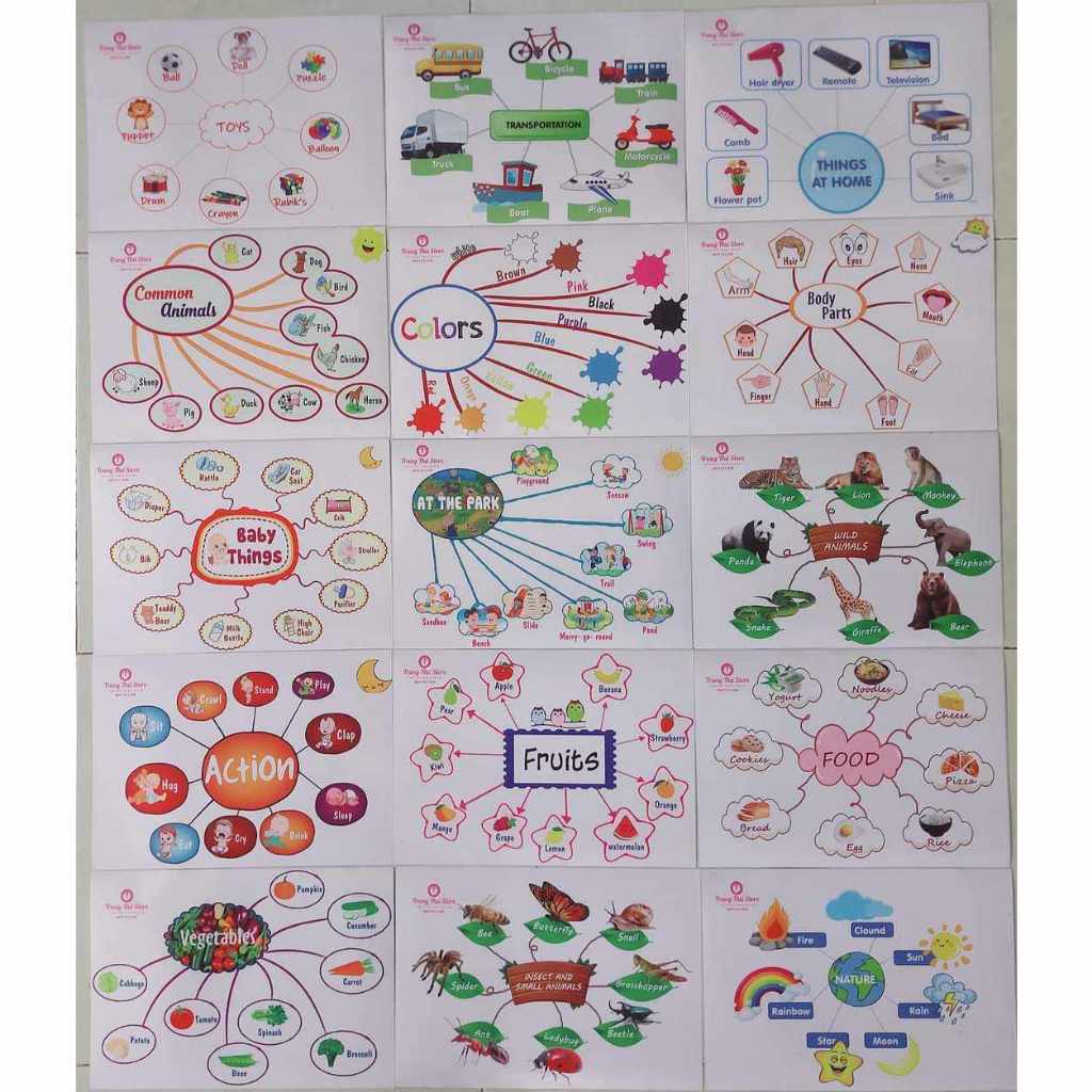 ชุดรูปลอกผนังภาพวาด minmap Mind Map 15 ธีม | Shopee Thailand