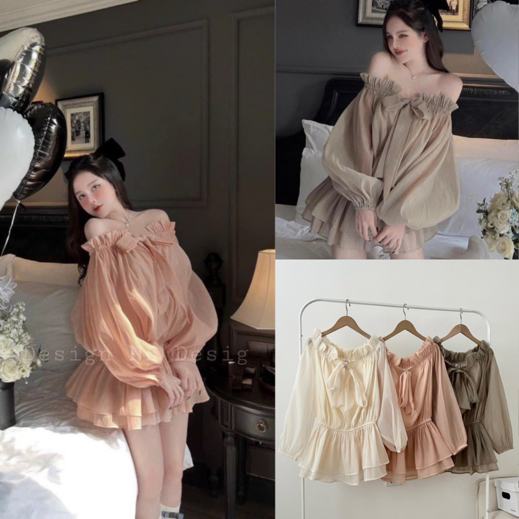 Kemie SHOP ชุดเดรสไหล่เดียวพร้อมกางเกงซ่อน - KEMI SHOP ชุดเดรสปาร์ตี้ไหล่เดียวพร้อมผูกโบว์หน้าอก ...