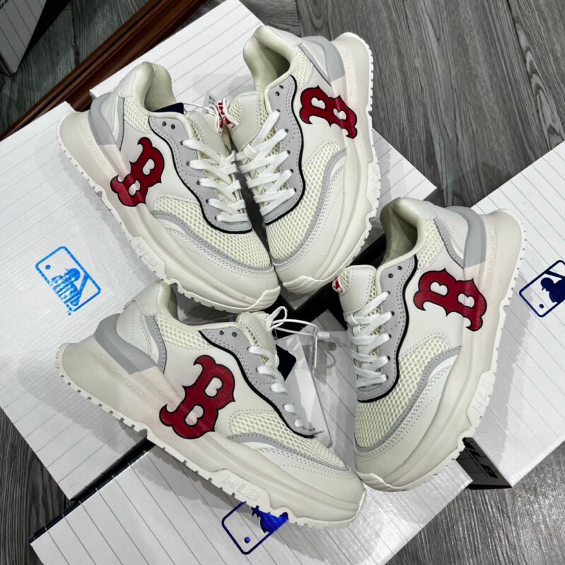 Mlb Chunky Runner B boston NY รองเท้าผ้าใบแถบสีเขียว 2023 ความสูง 5 ซม. ...