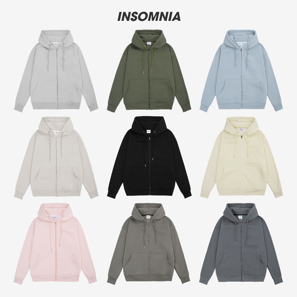 INSOMNIA Local Brand Unisex Zip Hoodie "LOGO TAG" - HD002 | Shopee Thailand