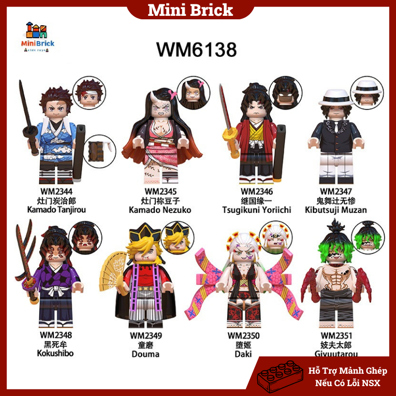 Kimetsu ไม ่ มี Yaiba Minifigures ประกอบโมเดลดาบอะนิเมะมังงะ WM6138 WM2344 Tanjiro Minibricks ...