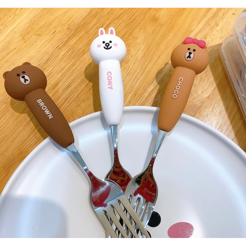 ส้อมสุดน่ารักสําหรับเด็กทารก Bear Rabbit Brown Duck Cony Sally Choco ...
