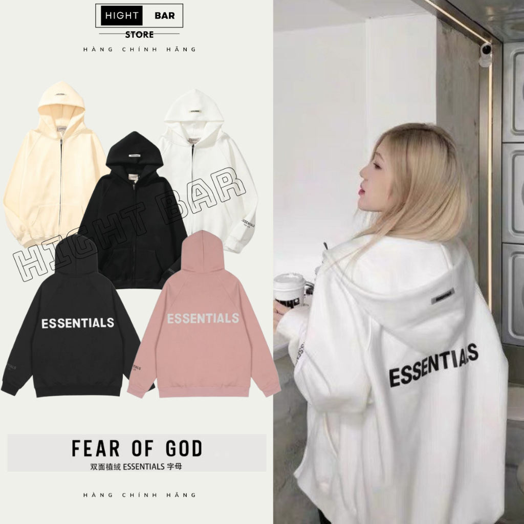 Zip Hoodie เสื้อสเวตเตอร์ ESSENTIALS เท่มาก รูปแบบหลวม สินค้าแท้ หนา ...