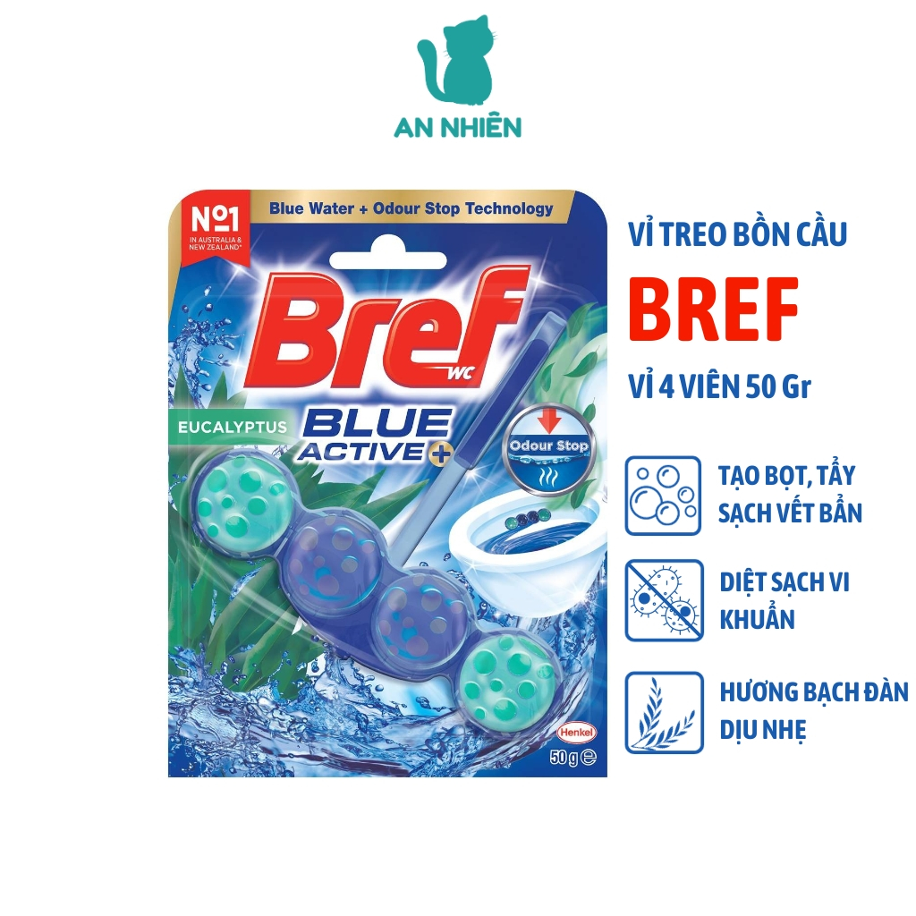 Bref Blue Active Eucalyptus เม็ดแขวนโถสุขภัณฑ์ รสยูคาลิปตัส แพ็ค 4 เม็ด ...