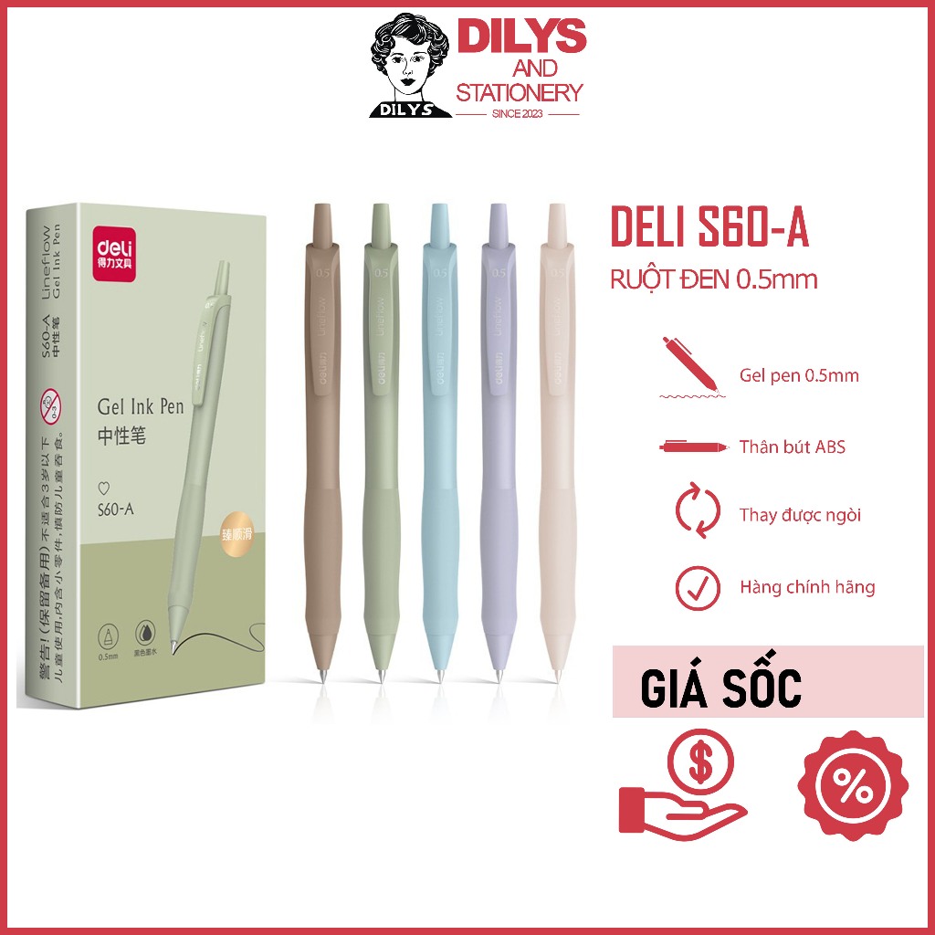 ปากกาเจล Deli S60-A สีพาสเทล หมึกสีดํา 0.5 มม . ( ของแท ้ ) | Shopee ...
