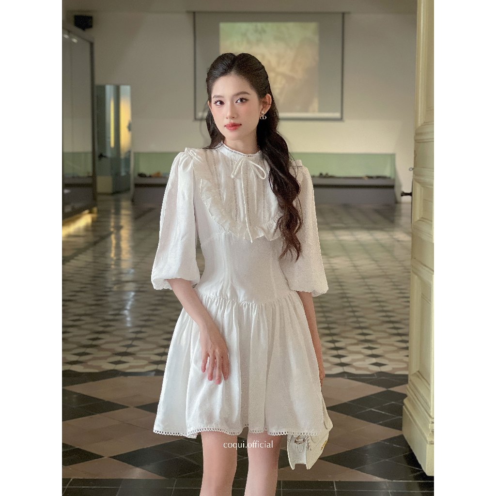MAVEN DRESS คอระบายสีขาว DRESS - COQUI | Shopee Thailand