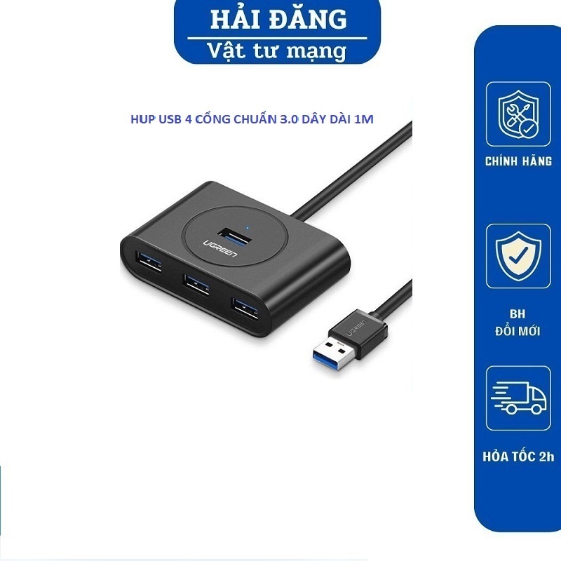 Ugreen CR113 20291 ฮับ USB 3.0 ของแท ้ 4 พอร ์ ตสีดําพร ้ อมสาย 1M ...