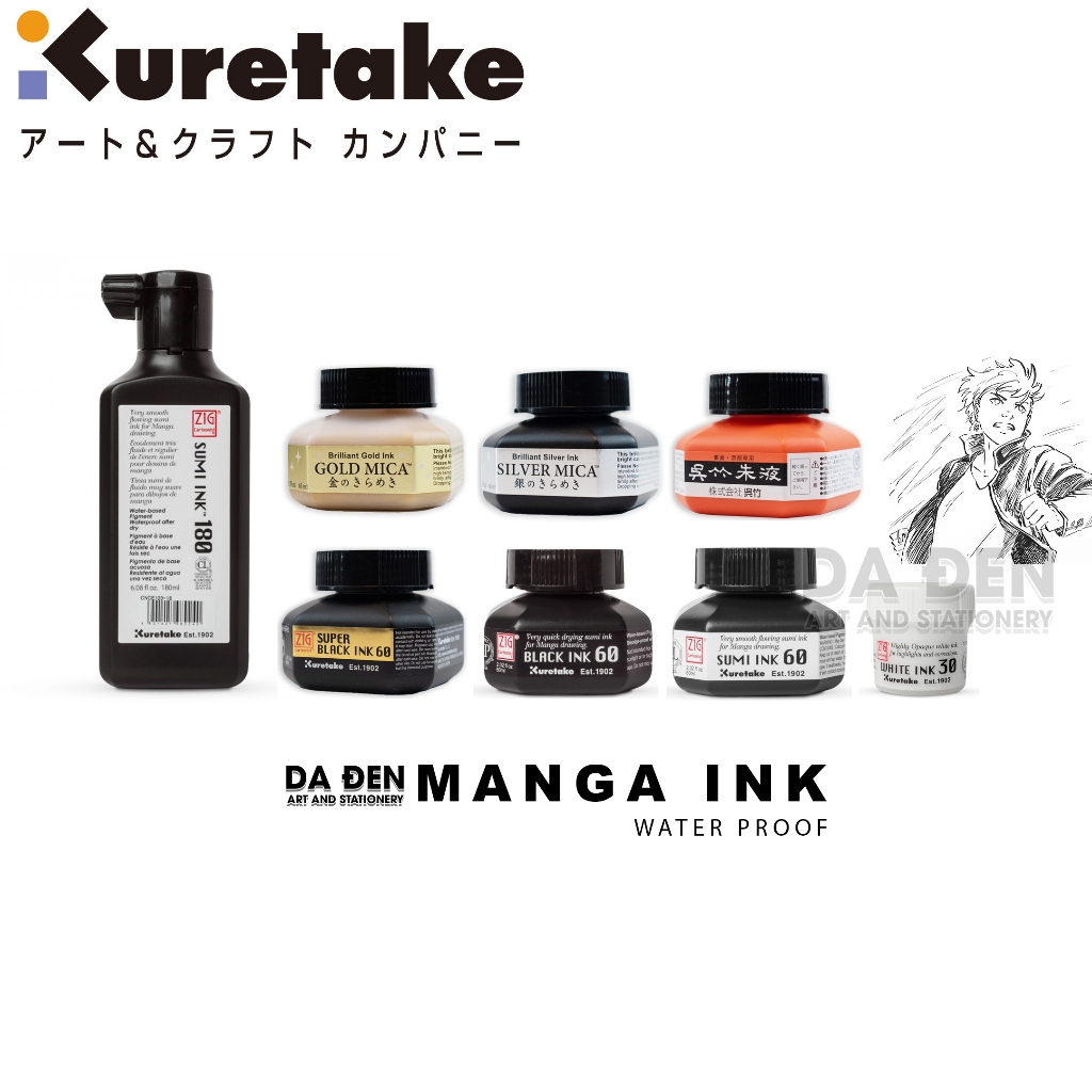 [BLACK SKIN] Kuretake Zig Comic Drawing Ink | Shopee Thailand