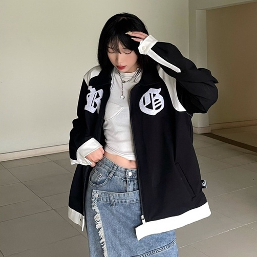 เสื้อแจ็คเก็ต REGODS กว้างรูปแบบ unisex turn-down collar Jacket สําหรับ ...