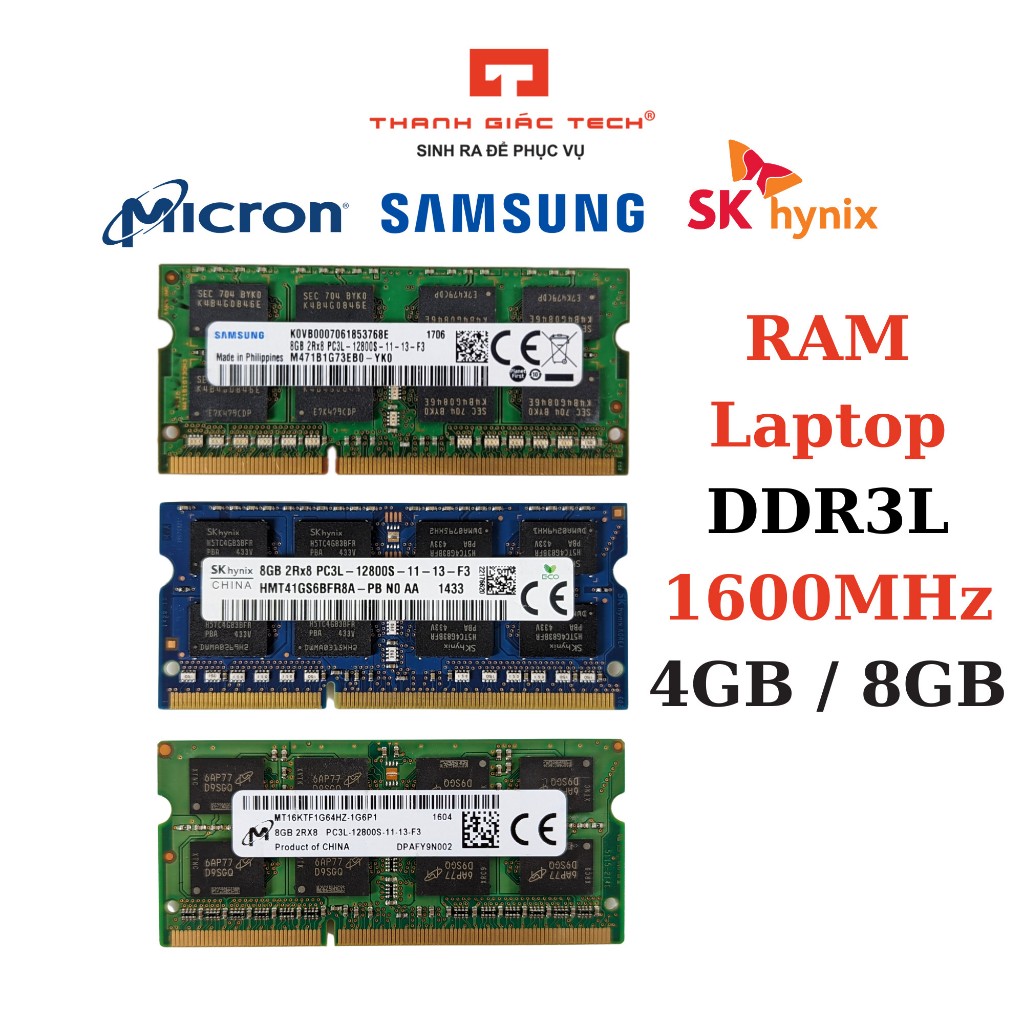 แล็ปท็อป RAM DDR3L 16GB/8GB/4GB 12800S Bus 1600MHz ยี่ห้อ Samsung, hynix, Micron,Crucial ...