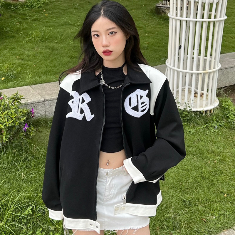 เสื้อแจ็คเก็ต REGODS กว้างรูปแบบ unisex turn-down collar Jacket สําหรับ ...