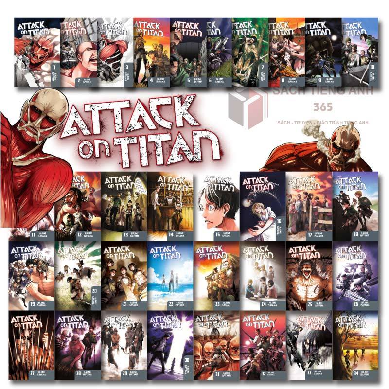 Attack On Titan Manga - Attack On Titan - พิมพ์ภาษาอังกฤษ - 34 เล่ม - กระดาษสีเหลืองป้องกันแสง ...