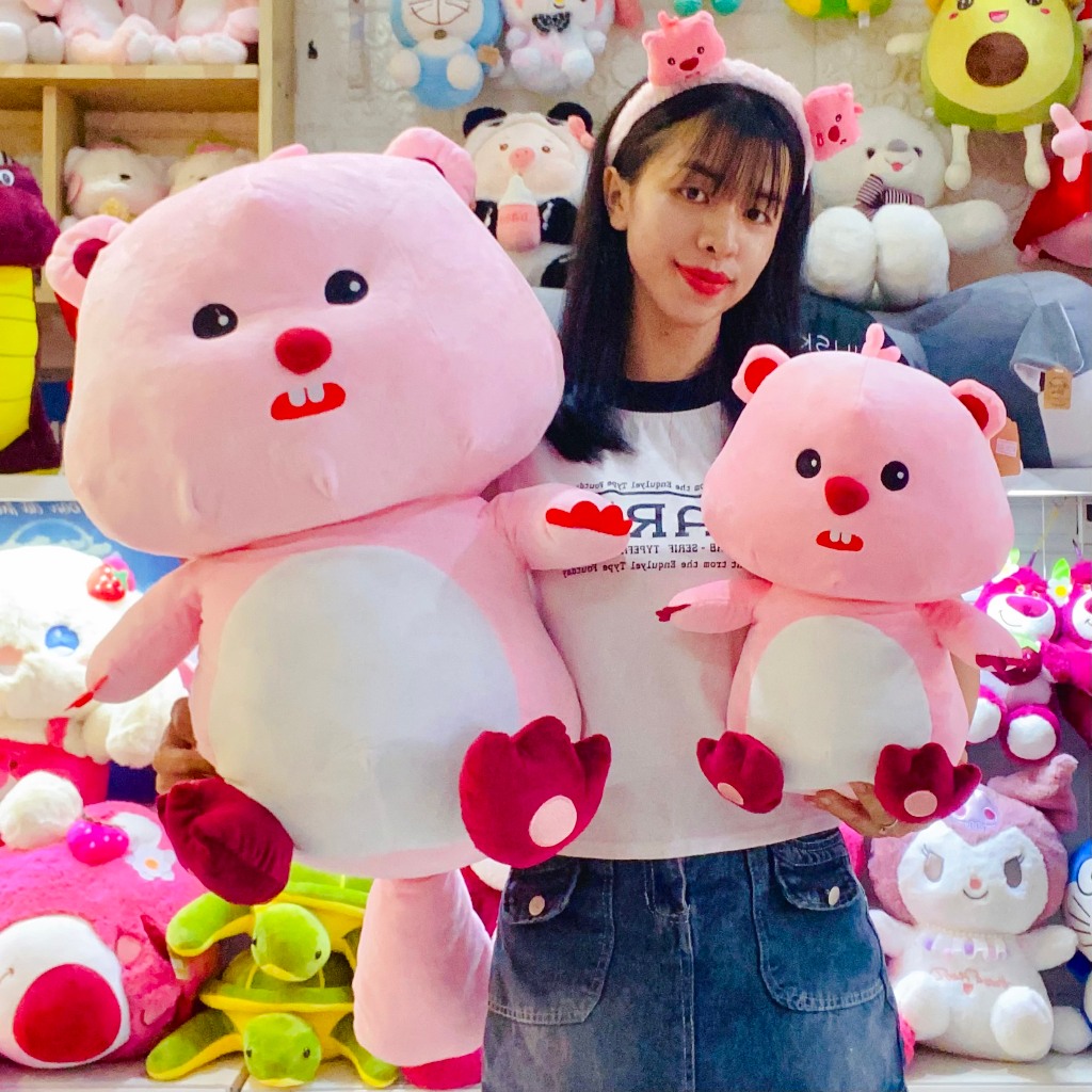 ตุ ๊ กตาหมี Loopy Pororo Friend Giant Pink Beaver - ของเล ่ นตัวการ ์ ...
