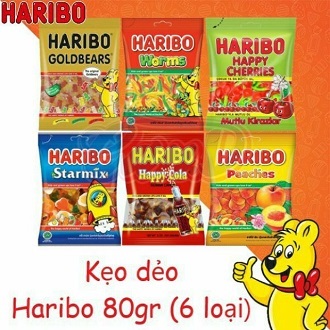 Haribo Goldbears Marshmallow Chips, Happy Cola, Starmix, Worms 80gr ...