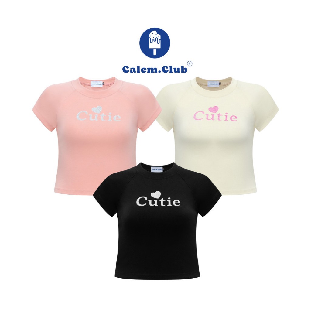 Calem Club - เสื้อเชิ้ต Cutie ผู้หญิง Baby Tee พร้อมกลิตเตอร์ รูปทรงกอด ...