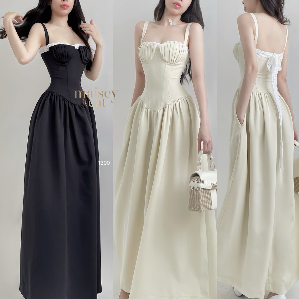 [MAISEY 1390] FLAWED MAXI DRESS WITH POINTS WITH BROIDERED LACE ...
