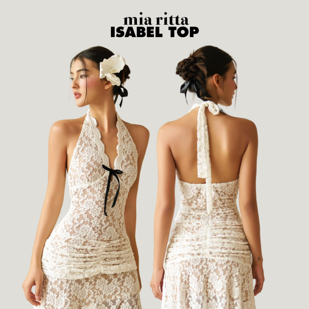 [SEPARATED SET] ชุดยกทรงลูกไม้ Isabel Top A2191 และกระโปรงลูกไม้ midi ...