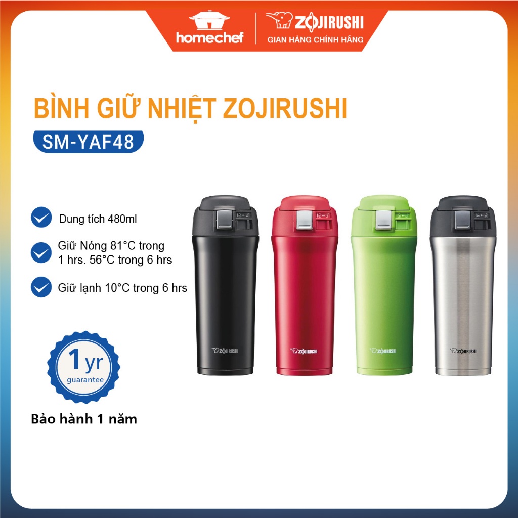 Zojirushi กระติกน้ําร้อนร้อนและเย็น 480ml SM-YAF48 ผลิตในไทย เก็บความร้อนได้ 1 ปี | Shopee Thailand