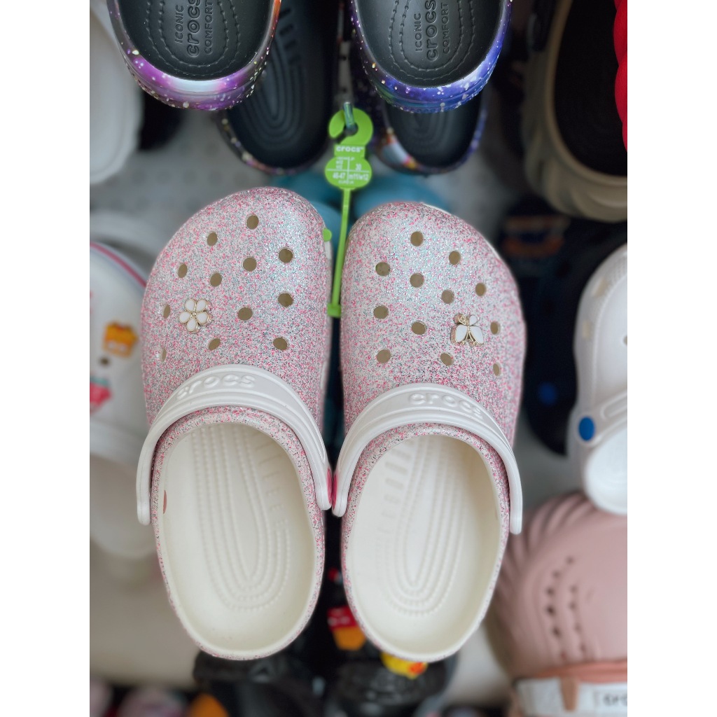 [ของแท้] รองเท้าแตะกลิตเตอร์สําหรับเด็กและเด็กผู้หญิง - Cross Crocs ...