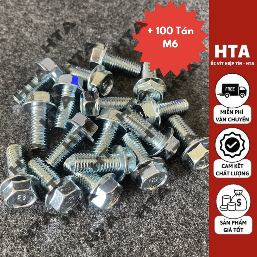 [ฟรีหมุด M6] [100 ชิ้น] ล็อคสลักเกลียวขาตั้งกล้อง 6 มม. 10 - M6 Flange Bolt - สกรู Heep Tin HTA ...