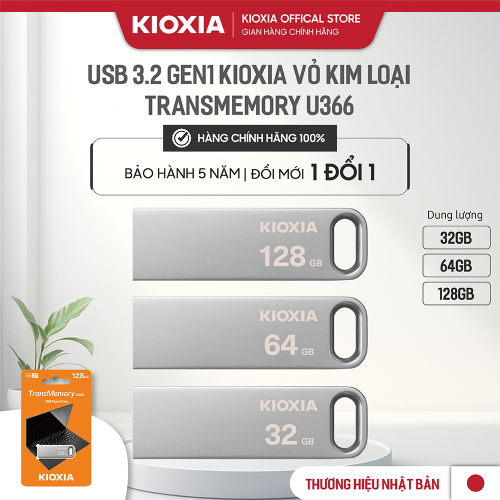 Usb 3.2 GEN1 KIOXIA U366 Metal Case 32GB | 64gb |128gb ขนาดเล็กสุด สะดวก อ่าน 200MB/s - ของแท้ ...