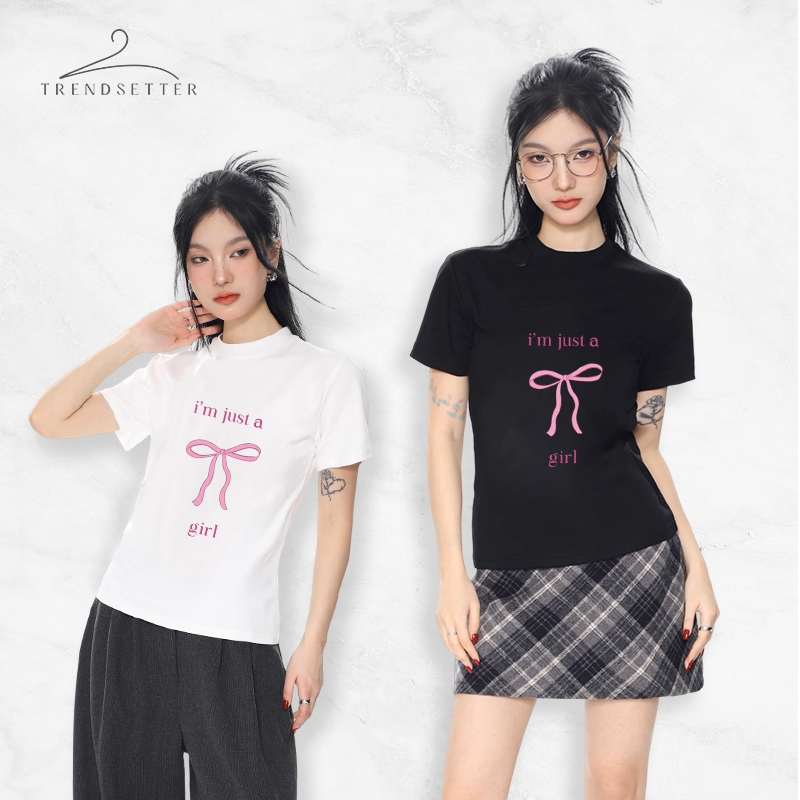 Trendsetter Baby Tee ผ้าฝ้ายพรีเมี่ยม 260gsm พิมพ์ลายตัวอักษรน่ารักและ ...