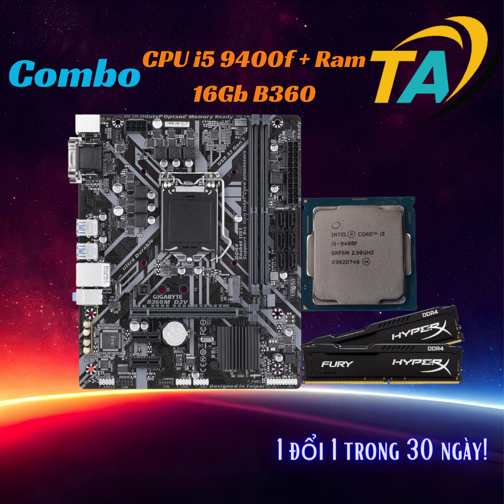 Combo cpu i3 9100f + บอร์ดหลัก H310, B360, B365 + Ram dr4 8Gb, 16Gb ...