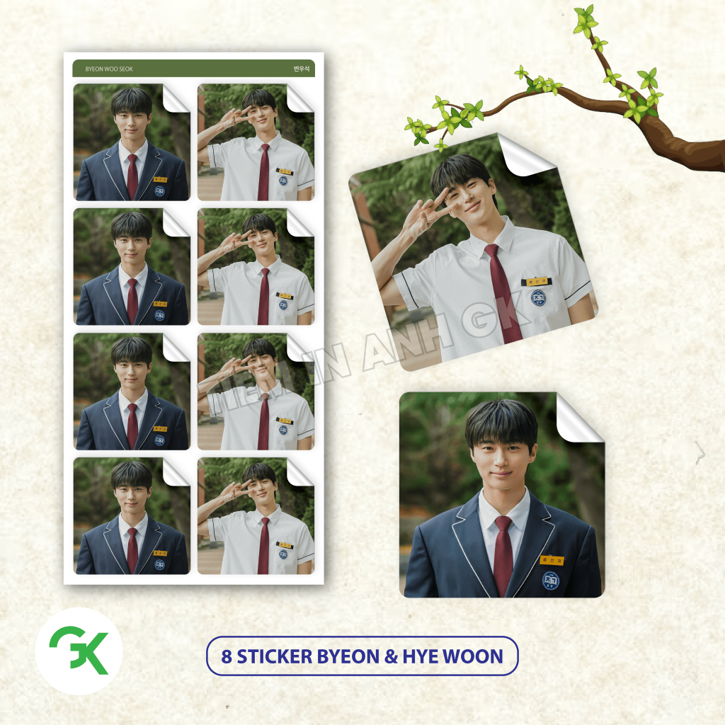 ชุดสติ๊กเกอร์ 8 ชิ้น 4x4 Byeon Woo Seok - Kim Hye Yoon - Lovely Runner - Son Si - Seon Jae - Im ...