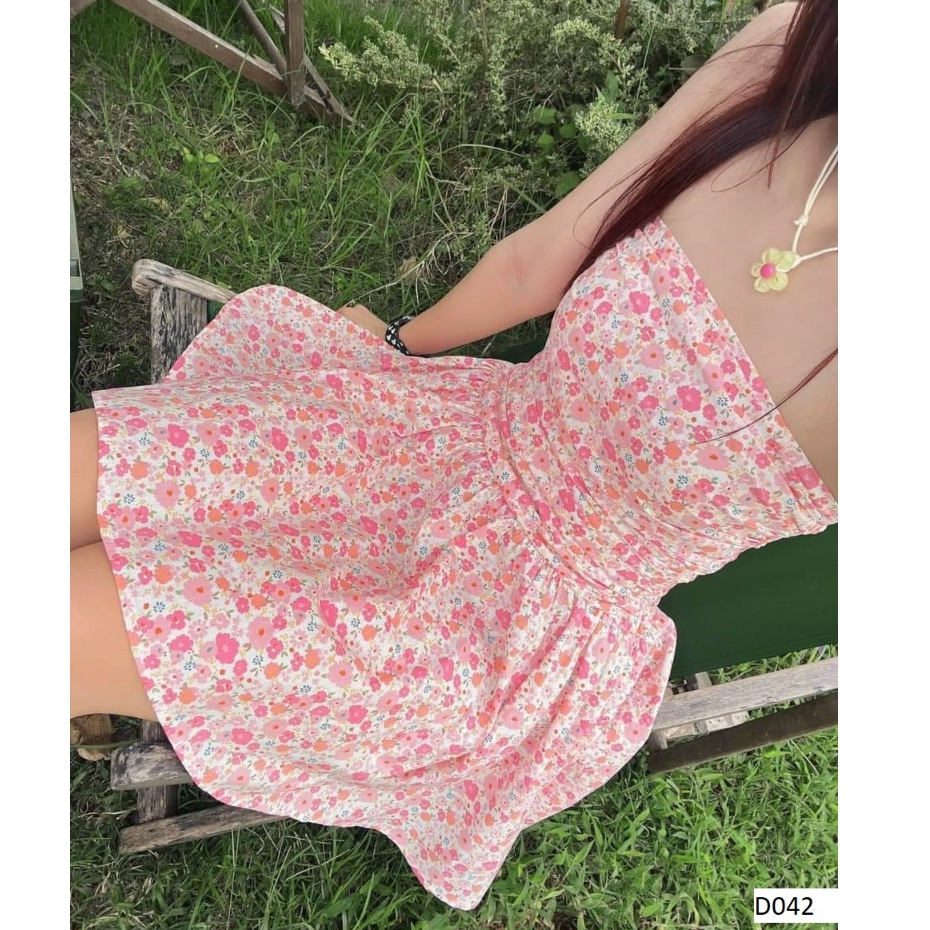 Brare-tube Dress - ชุดเดรสหน้าอกลายดอกไม้เล็กแฟชั่นฤดูร้อนน่ารักสําหรับ ...