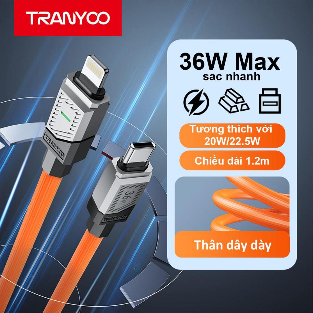 Tranyoo Quick Charge Cable CL-22 PD36W 1M2 ความเร็วสูง Transfer ฝาครอบข้อมูลโลหะป้องกันการแตก ...