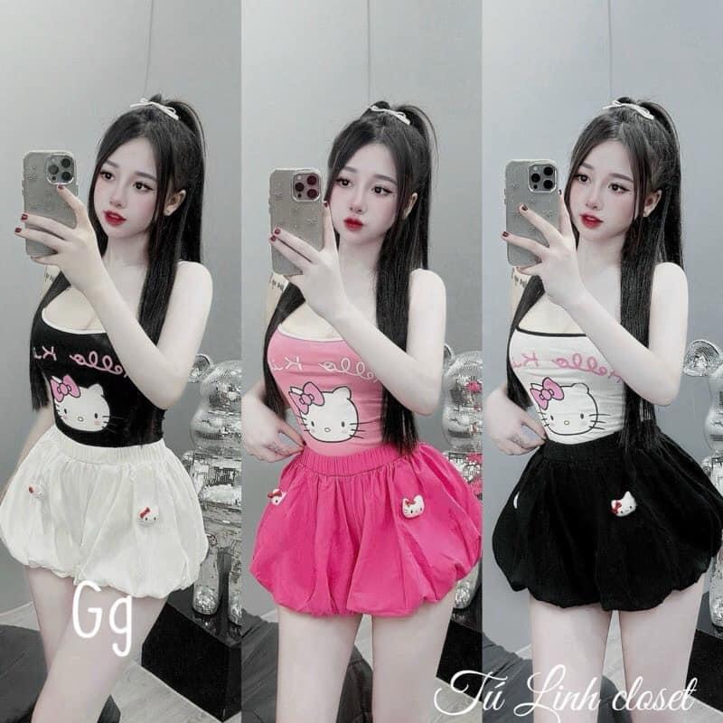 Outing Set พร้อมเสื้อกล้ามทรงแมวและกางเกงพอง US1571 | Shopee Thailand