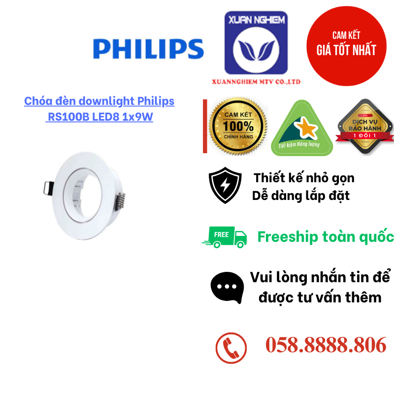 Philips RS100B LED8 ดาวน์ไลท์ 1x9W | Shopee Thailand